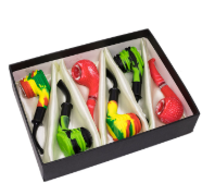 Silicone Dotted and Stripped Pipe Display Of 6 Pcs | Rural Buds Cannabis